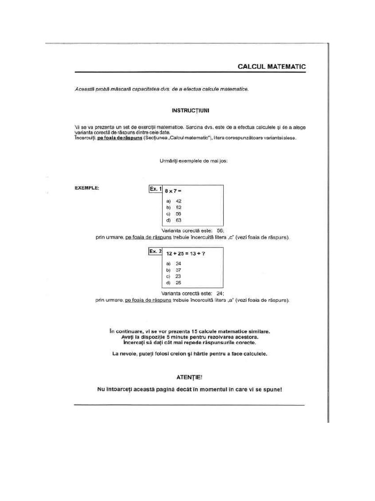 Calcul Matematic | PDF