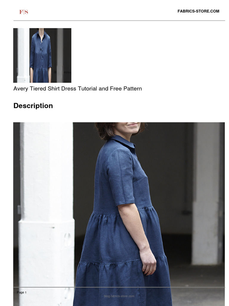 Avery Tiered Shirt Dress Tutorial and Free Pattern | PDF | Seam (Sewing ...