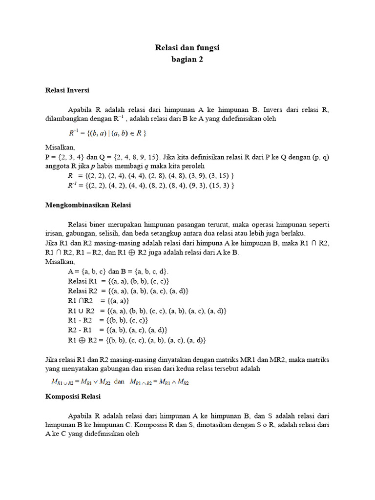 Relasi, Fungsi, dan Komposisi dalam Matematika | PDF