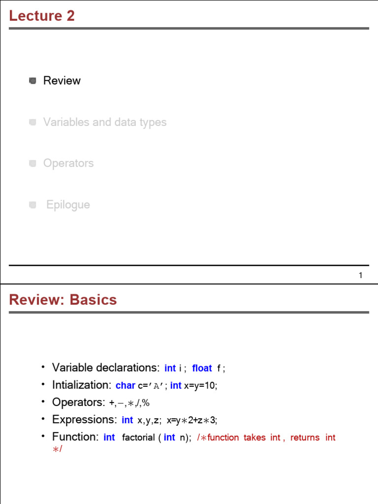 Lecture 2 | Download Free PDF | Data Type | Variable (Computer Science)
