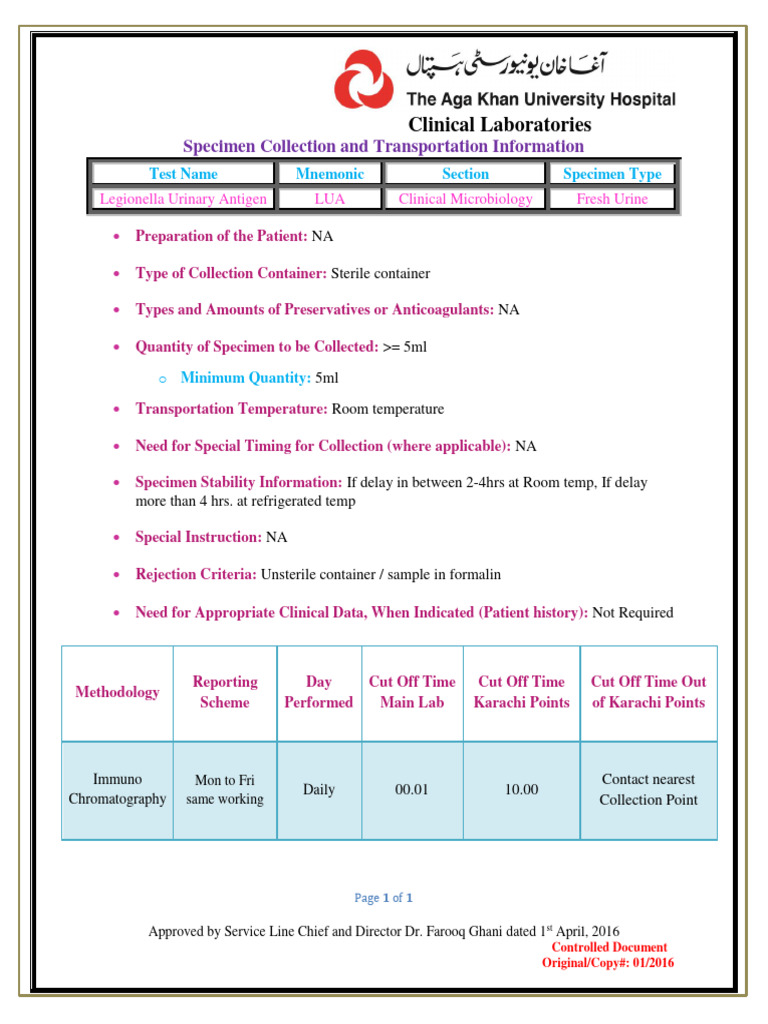Legionella Urinary Antigen Test Guide | PDF