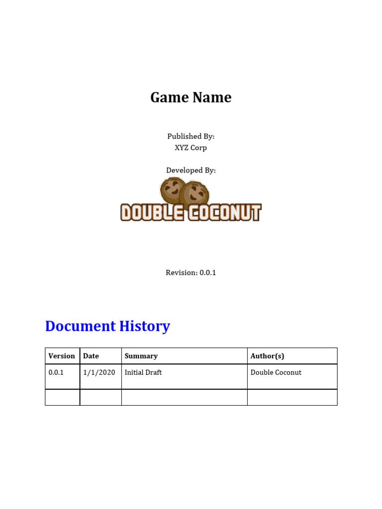 Game Design Document Template (Double Coconut) | PDF | Ios | Computing