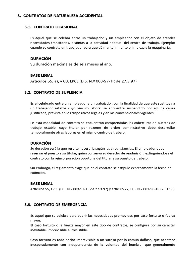 Contratos de Naturaleza Accidental | PDF | Derecho laboral | Salario