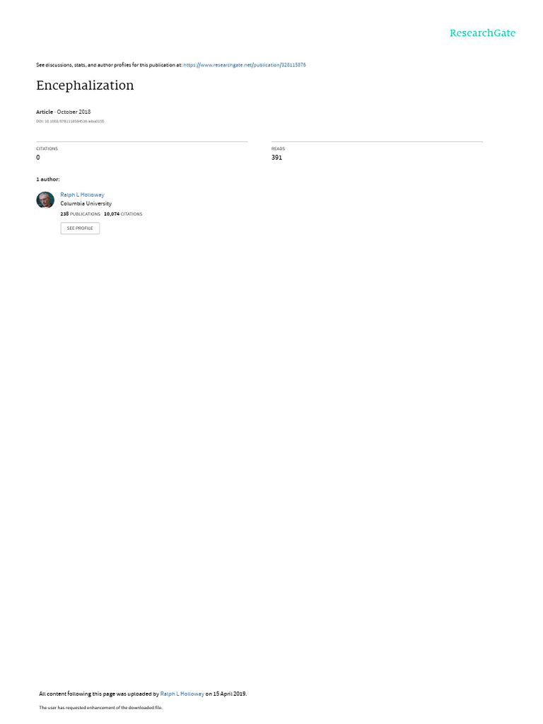 2018 Ieba0155-Encephalization | PDF | Zoology