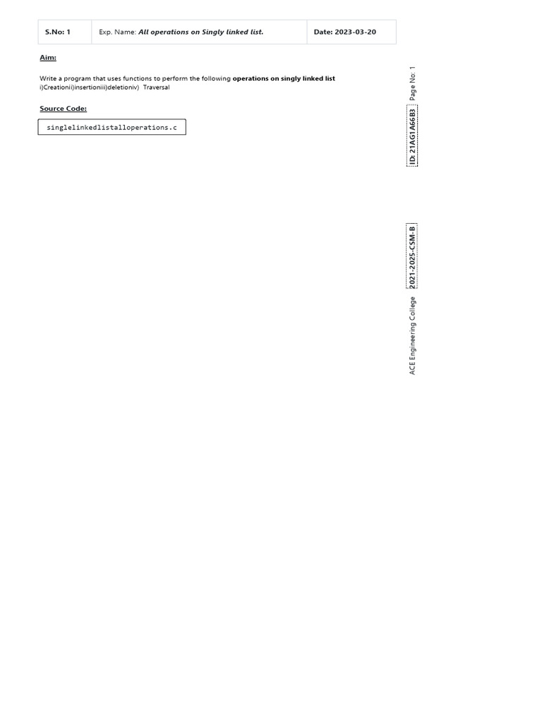 Singly Linked List Operations in C | PDF | Queue (Abstract Data Type) | Computer Data