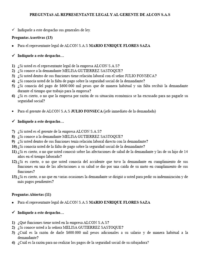 Interrogatorio de parte | PDF | Salario | Economias