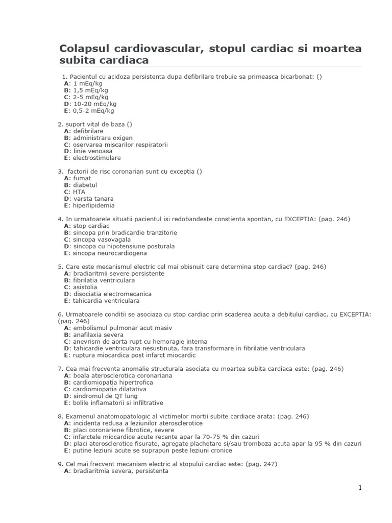 Colaps Cardiovascular Stop Cardiac Si Moarte Subita Cardiaca | PDF