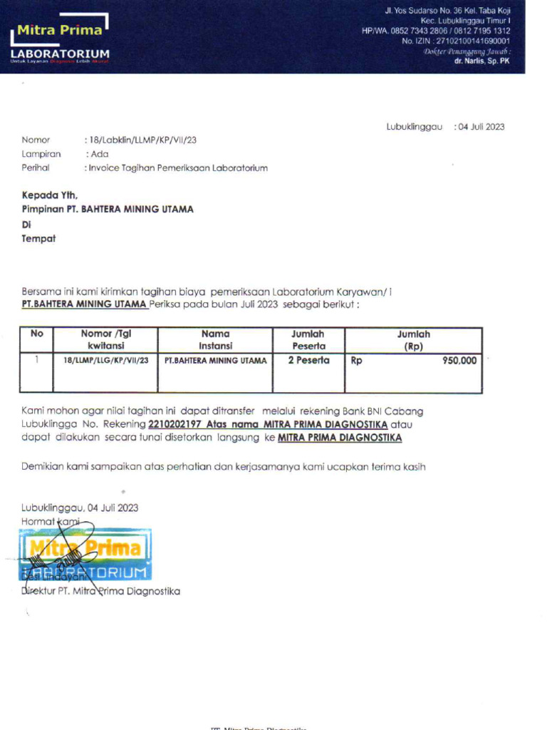 Invoice PT Bmu | PDF