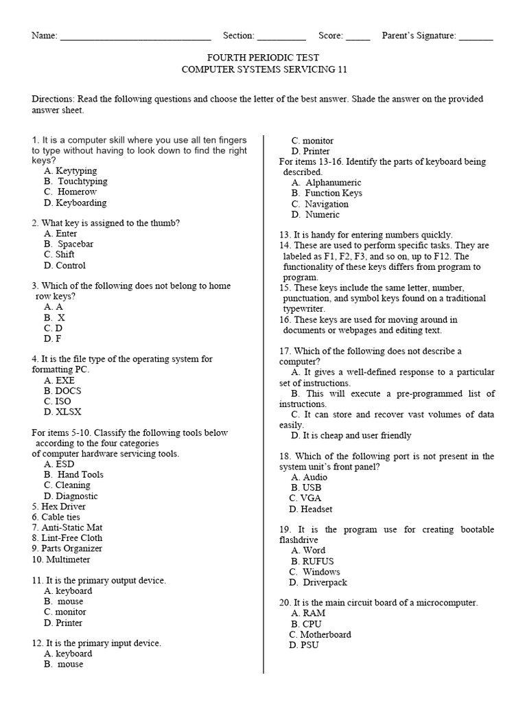 Periodic Test Css 11 Finish Pdf Computer Data Storage Usb Flash Drive