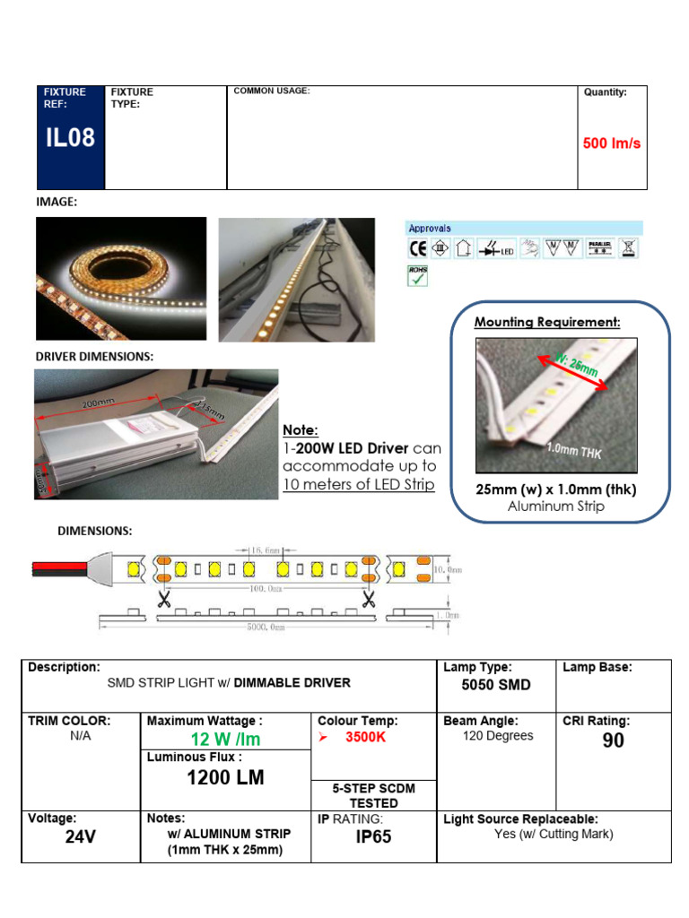 Specs Reqs-Striplights Linearlight | Download Free PDF | Components ...
