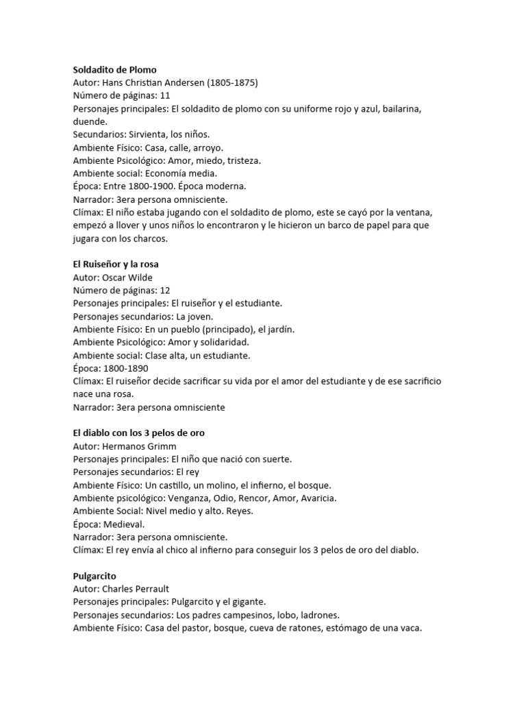 Análisis Breve de Algunos Cuentos | PDF