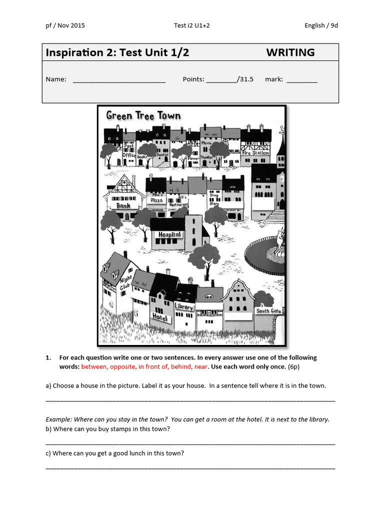 Test Inspiration 2 Unit 1+2 | PDF
