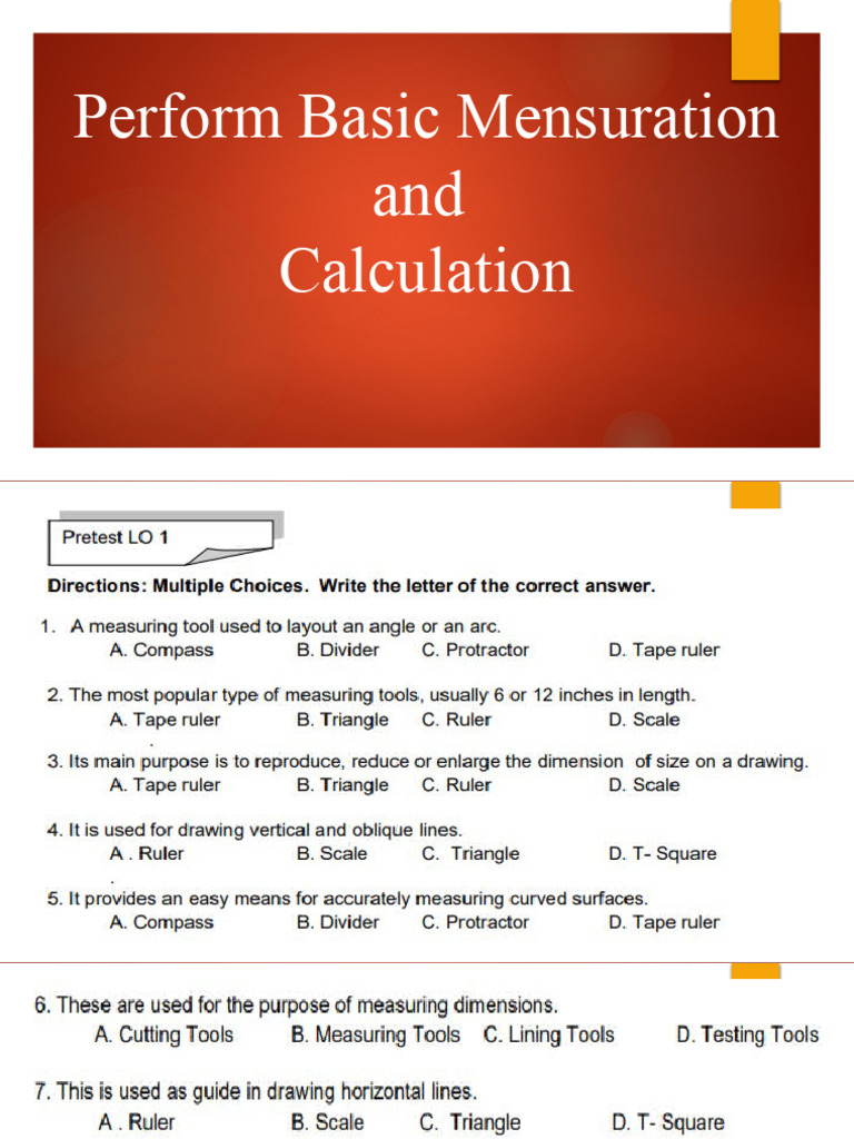 TLE 8 - DRAFTING Perform Basic Mensuration and | PDF