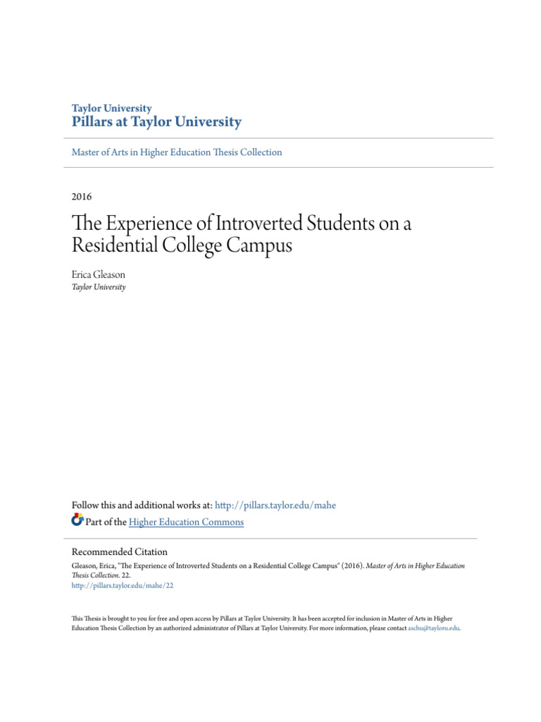 Introverted Students' College Experience | PDF | Extraversion And ...