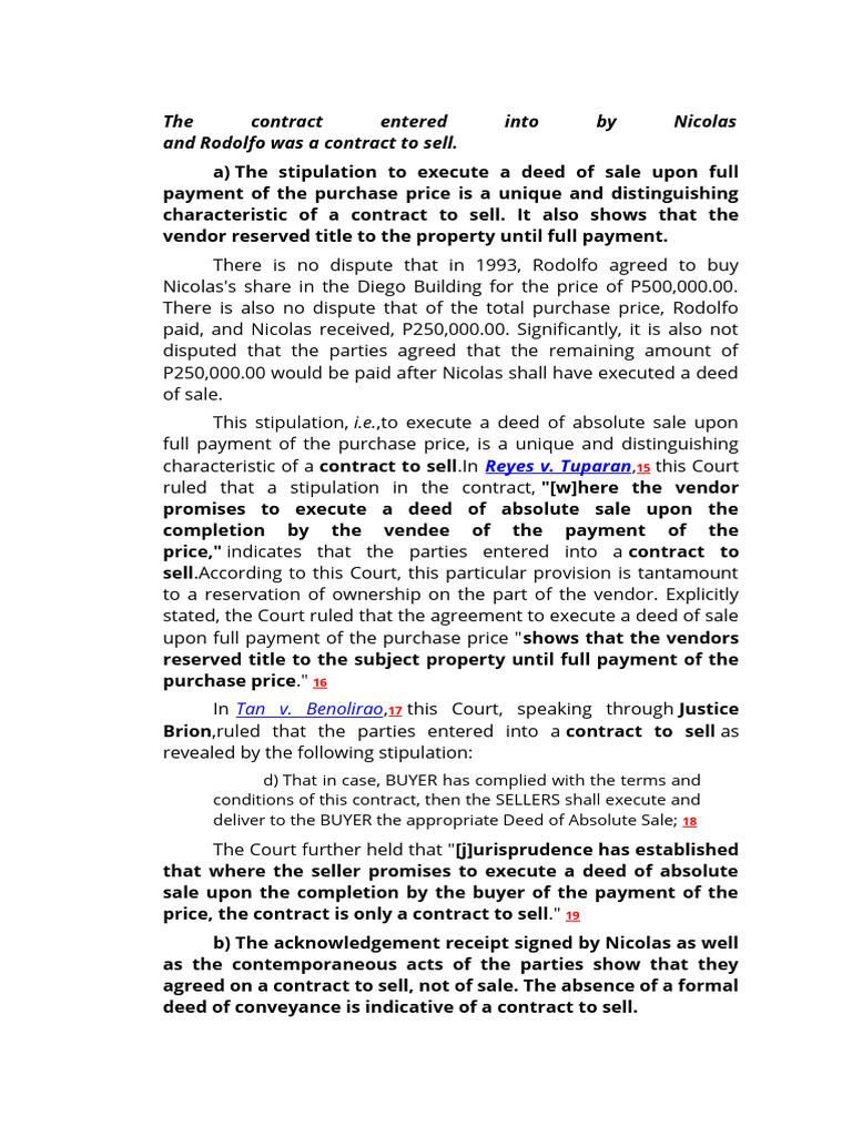 JURIS Contract To Sell | PDF | Prices | Payments
