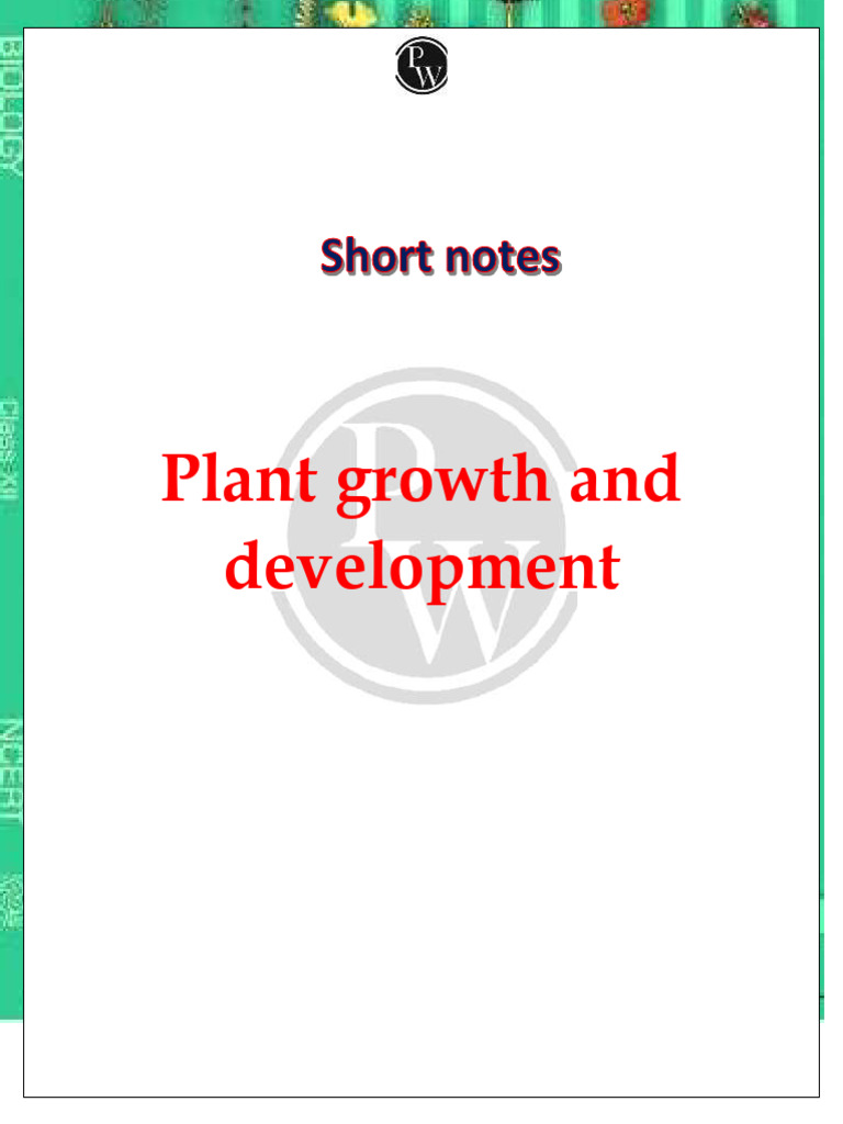 Plant Growth and Development - Short Notes | PDF | Plant Hormone | Seed