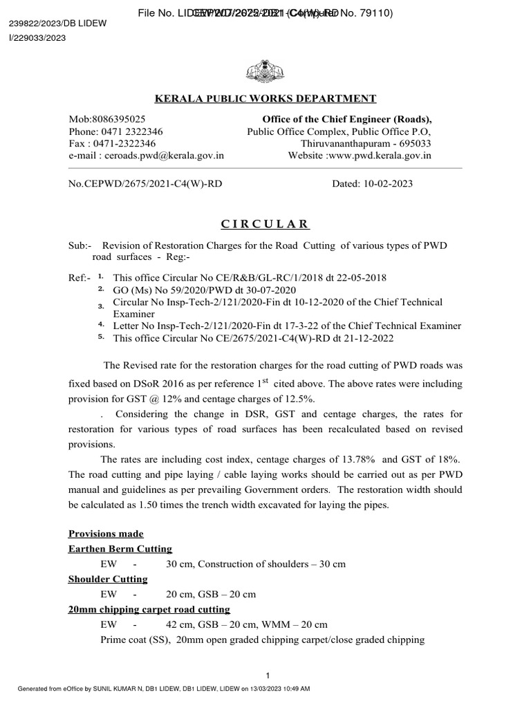 PWD Circular - 8f85 | PDF | Building Engineering