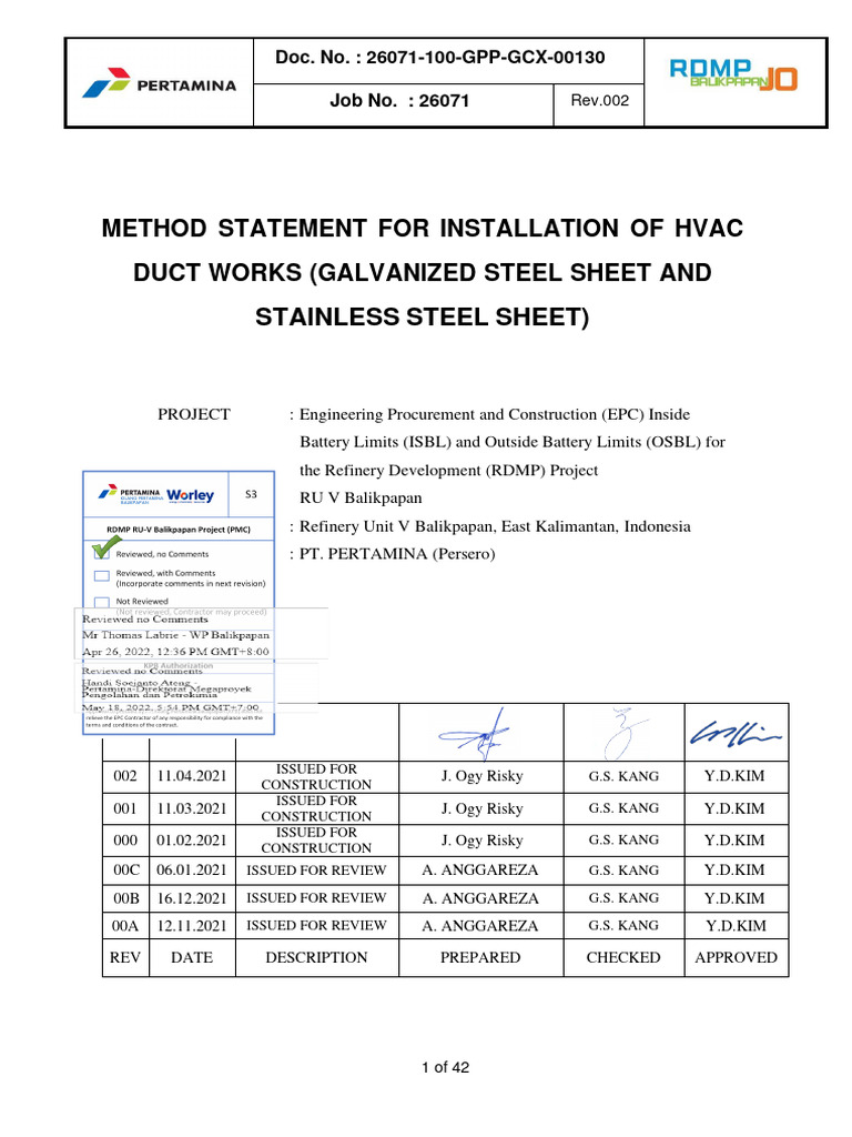 26071-100-GPP-GCX-00130-002 - Method Statement For Installation of HVAC ...