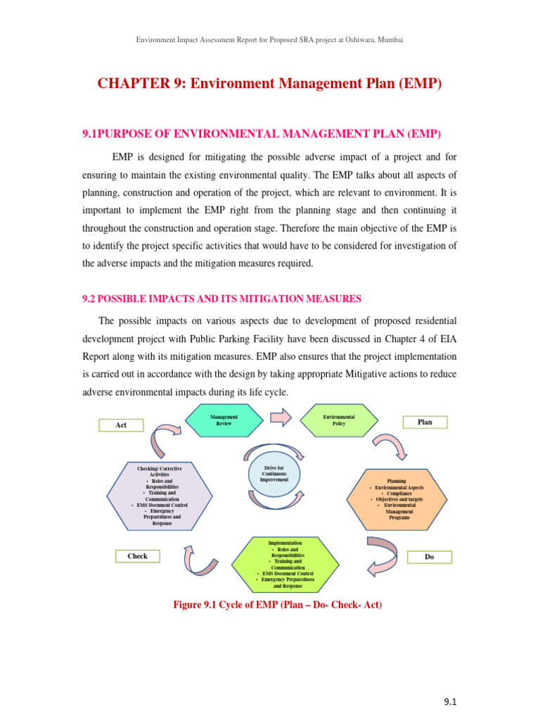 CHAPTER 9: Environment Management Plan (EMP) | PDF | Environmental Impact Assessment | Emergency ...