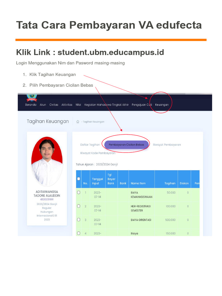 Tatacara Pembayaran Via Edufecta Bina Mandiri Gorontalo (UBM) | PDF