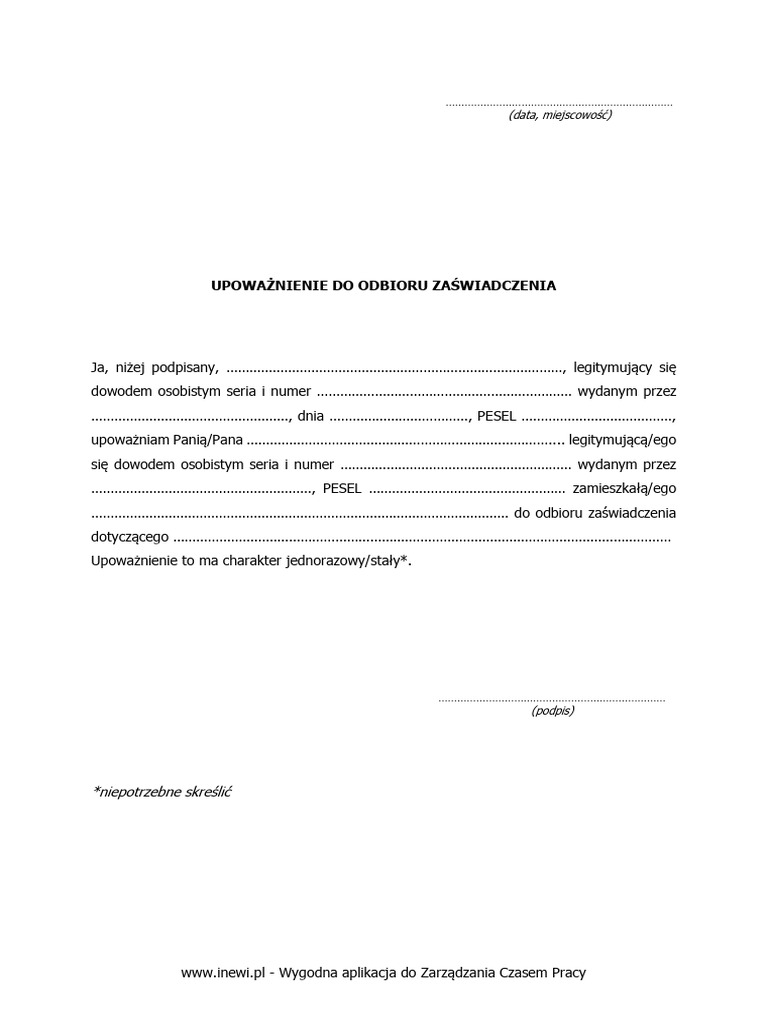 Upowaznienie-Do-Odbioru-Zaswiadczenia | PDF Upowaznienie-Do-Odbioru-Zaswiadczenia | PDF