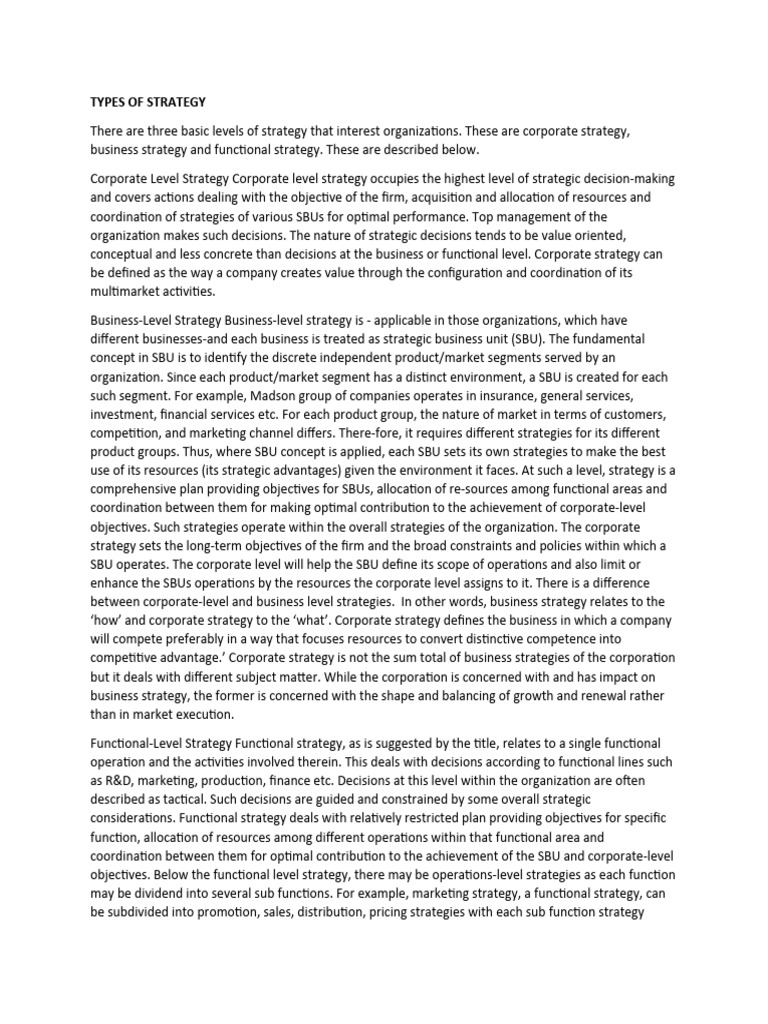 TYPES-OF-STRATEGIES | PDF | Strategic Management | Marketing