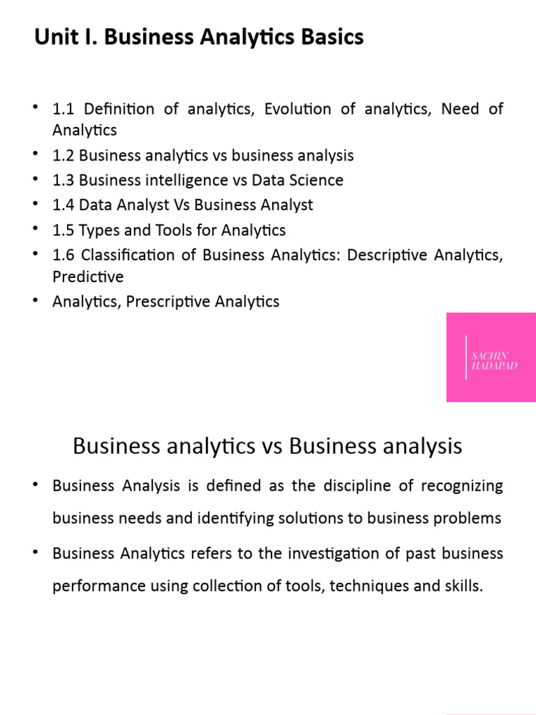 Unit I. Business Analytics Basics | PDF | Analytics | Business Intelligence