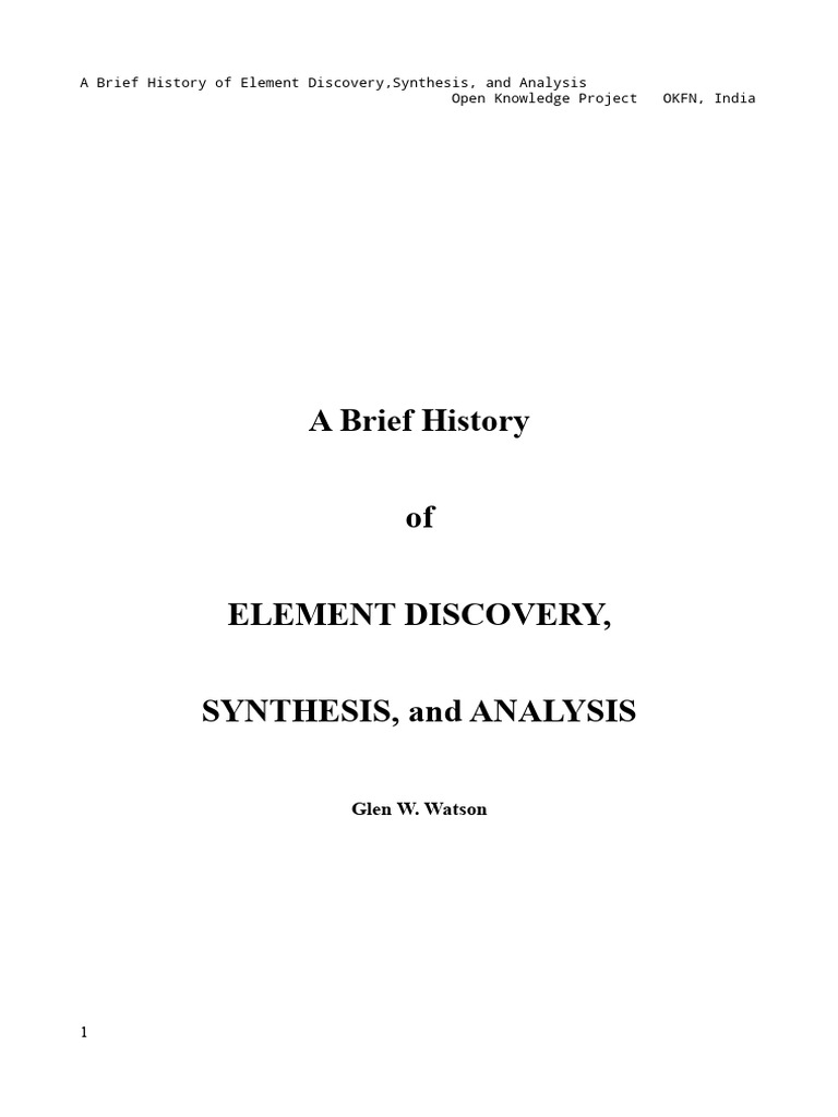 History of Element Discovery and Synthesis | PDF | Chemical Elements ...
