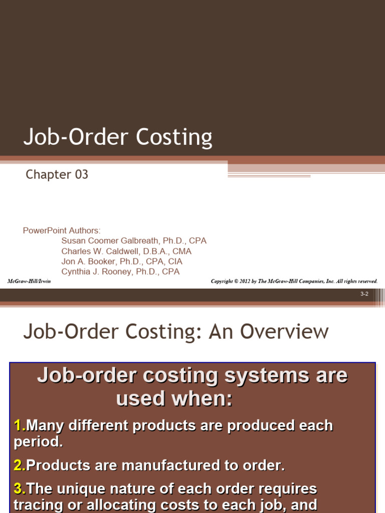 Chap003 - Job Order Costing | PDF | Cost Of Goods Sold | Inventory