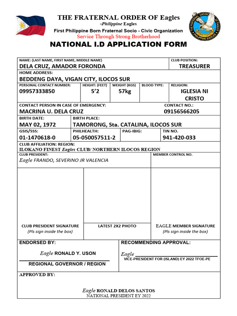 National Id Form (1) | PDF | Cultural Anthropology | Luzon