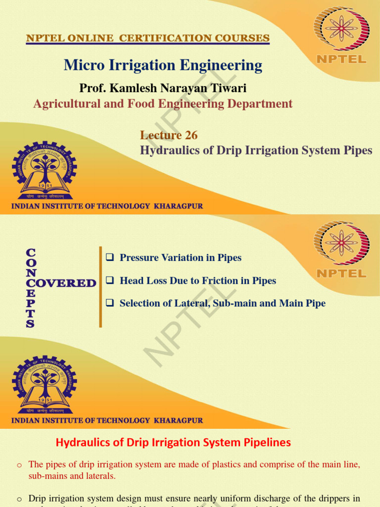 Hydraulics of Drip Irrigation System Pipe Network | PDF | Reynolds Number | Liquids