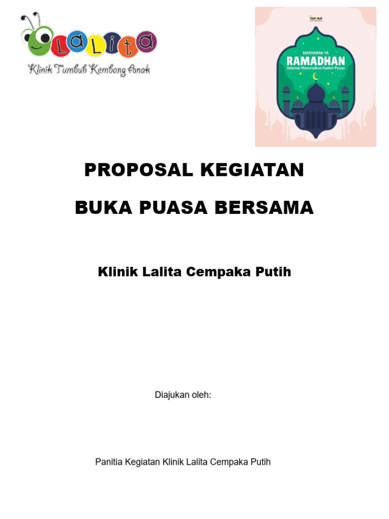 Pengajuan Proposal Bukber Klinik Lalita Cempaka Putih | PDF