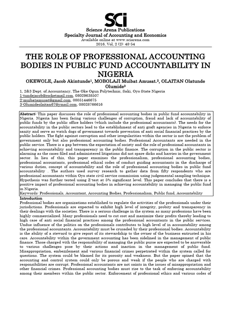 The Role of Professional Accounting Bodies in Public Fund ...