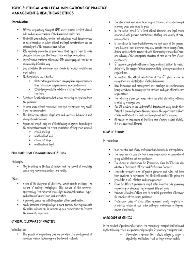 Topic 3 Ethical and Legal Implications of Practice | PDF