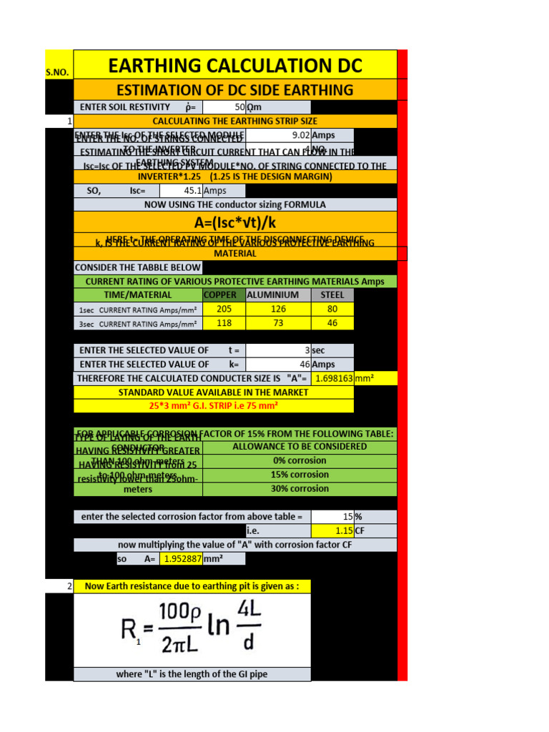 Earthing Calculation | PDF | Electrical Resistivity And Conductivity | Corrosion