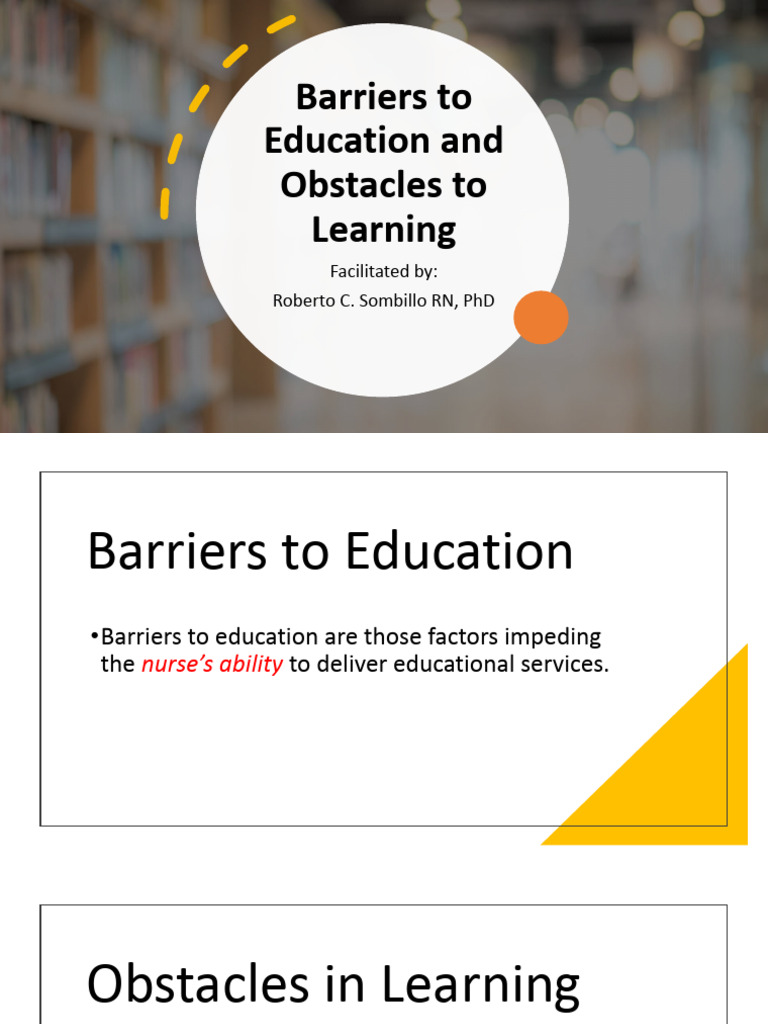 C. Barriers To Education and Obstacles To Learning | PDF | Nursing ...