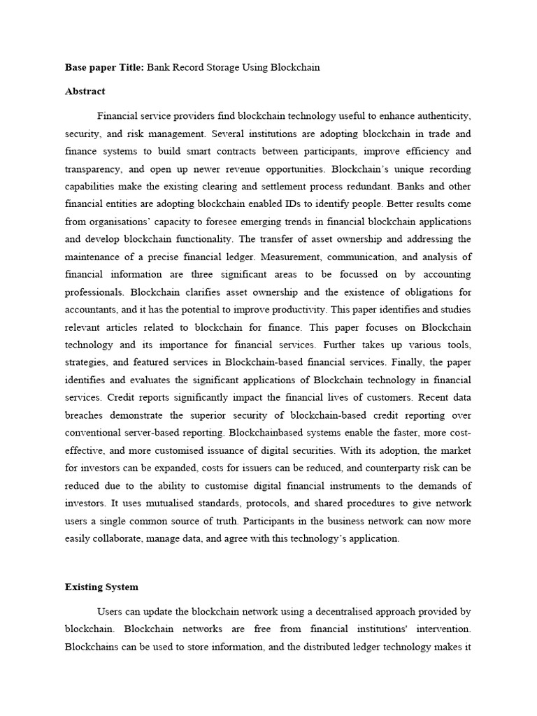 Bank Record Storage Using Blockchain | PDF | Computer Security | Security