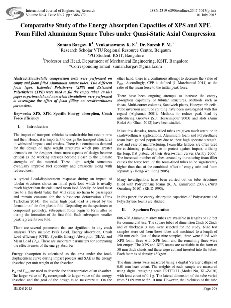 Comparative Study of The Energy Absorption Capacities of XPS and XPE ...