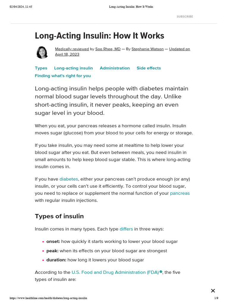 Long-Acting Insulin - How It Works | PDF | Insulin | Hypoglycemia