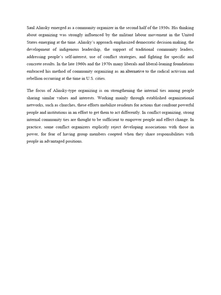 Alinsky's Community Organizing Model | PDF