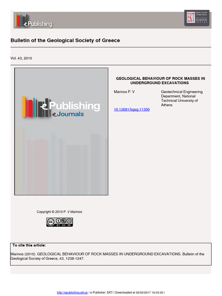Marinos P. V - GEOLOGICAL - BEHAVIOUR - OF - ROCK - MASSES - IN - UNDERGROUND (2010) | PDF ...