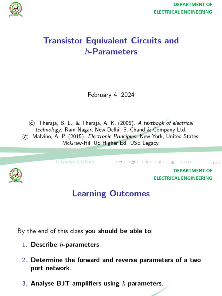 BJT Equivalent Circuits and Models | PDF | Electrical Network | Transistor