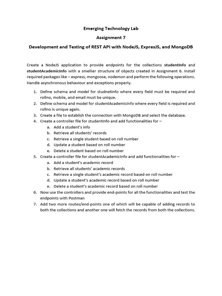 Assignemnt 7 (REST API) | PDF