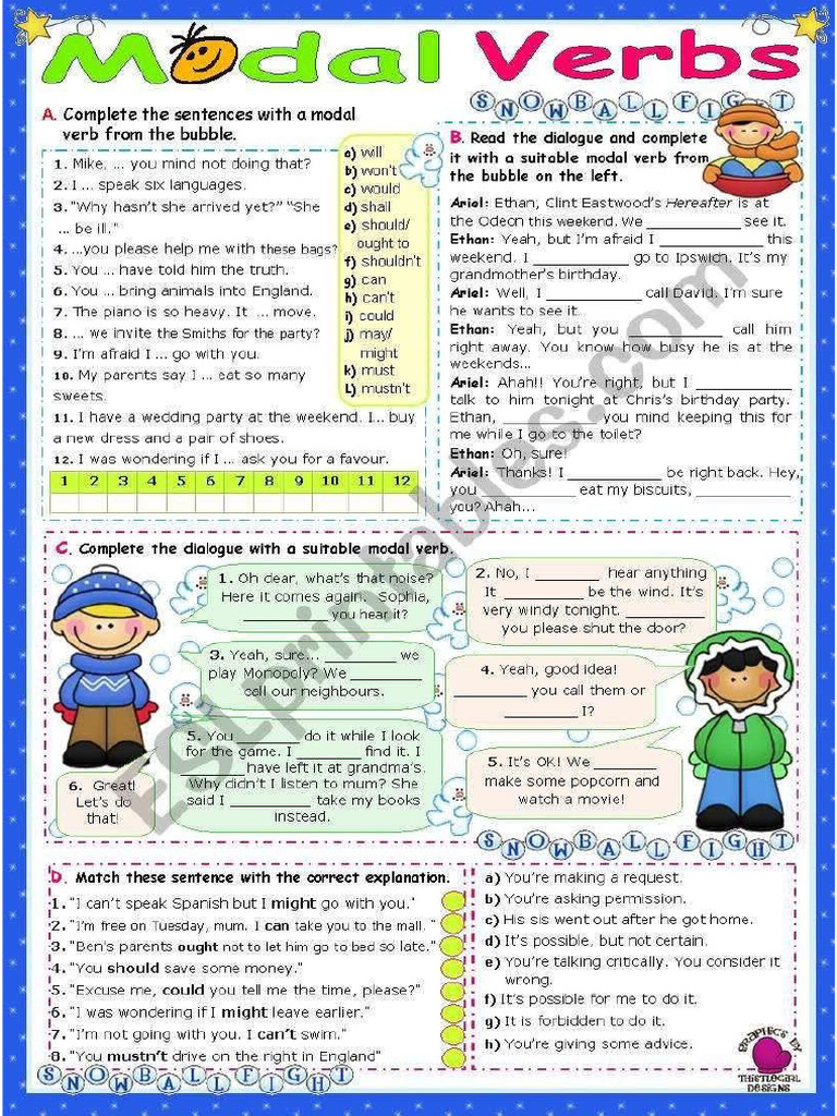 Modal Verbs Exercise 1 | PDF