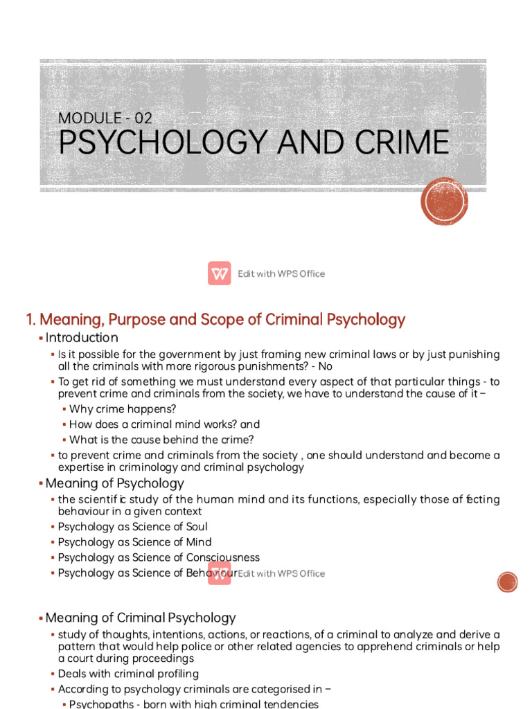 Module 2 - Psychology and Crime | PDF | Clinical Psychology | Id