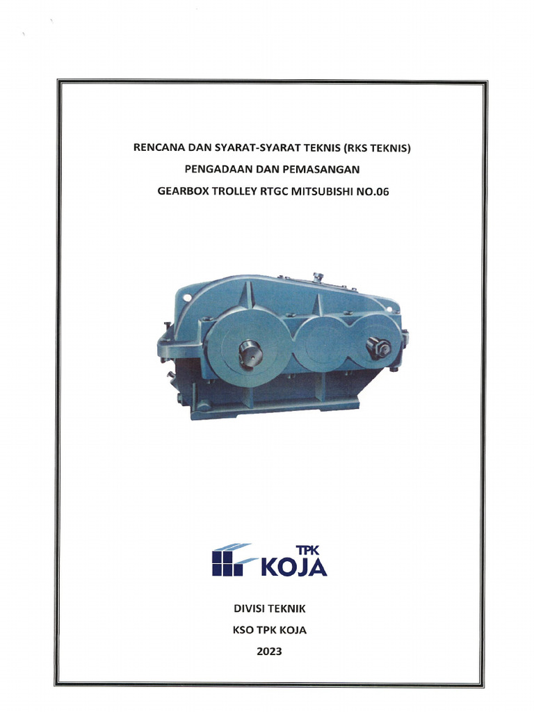 TD2311 Technical Document - Replacement of Gear Box Trolley RTG No 06 | PDF
