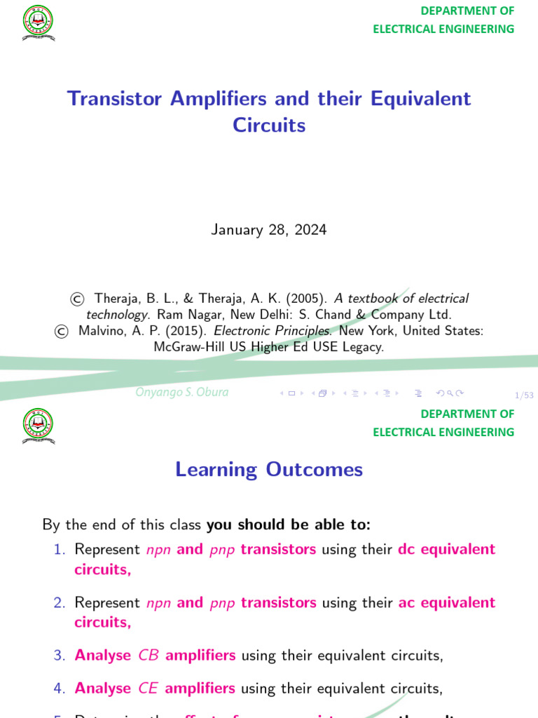 Transistor Equivalent Circuits and Models | PDF | Bipolar Junction Transistor | Amplifier