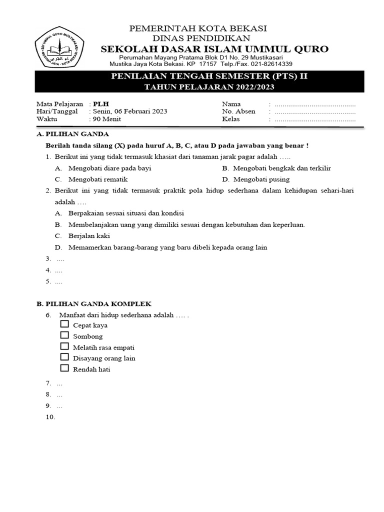 Contoh Kop PTS Ii | PDF