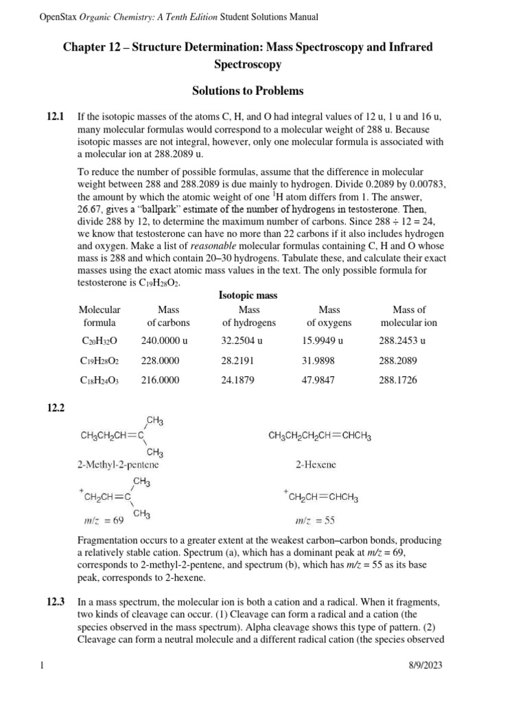 OrganicChemistry10e SSM Ch12 | PDF | Molecules | Alkene