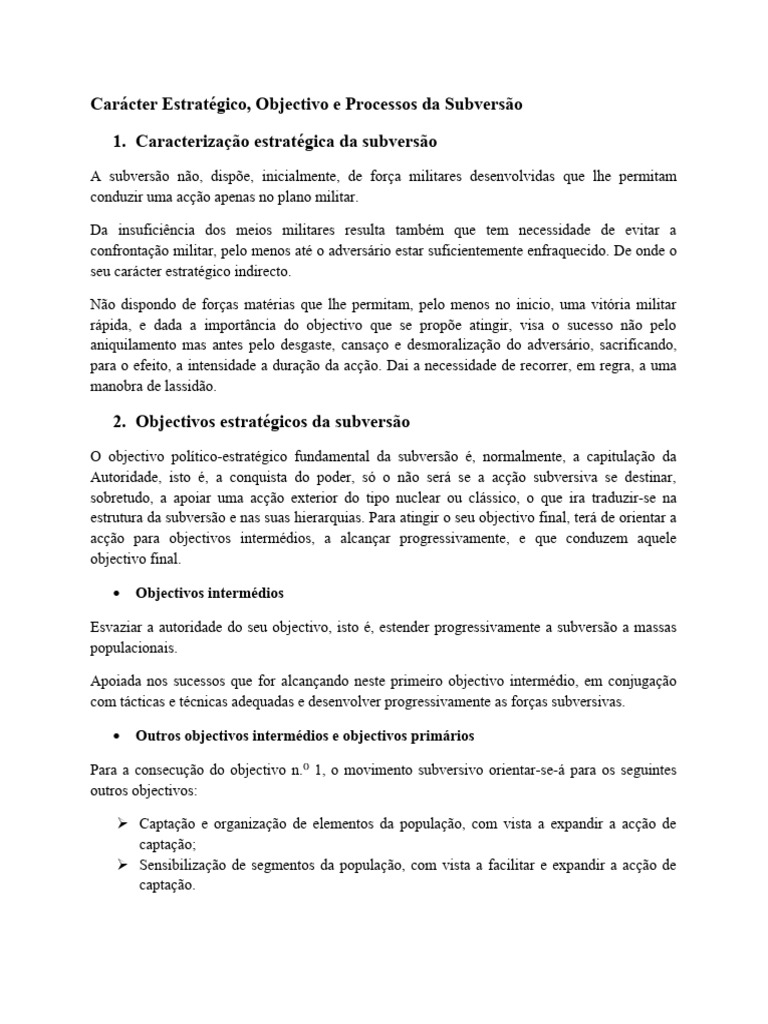 Estratégias e Objetivos da Subversão | PDF